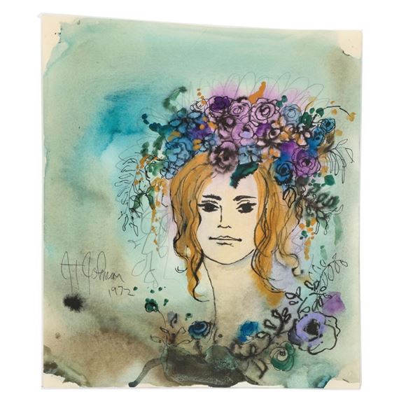 Joni T. Johnson | female portrait with flower crown | MutualArt