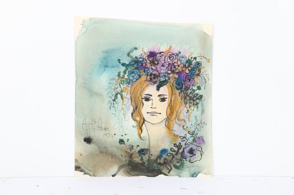Joni T. Johnson | female portrait with flower crown | MutualArt
