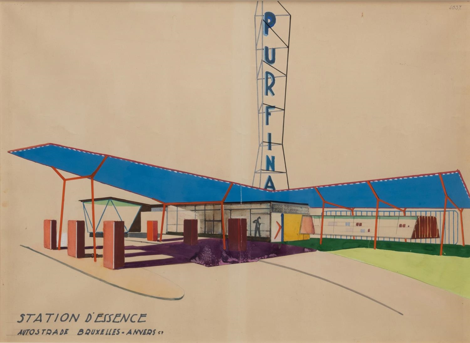 Sybold Van Ravesteyn | PURFINA PETREL 1957 STATION GOUACHE & PENCIL ...