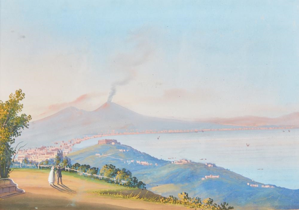Neapolitan School, 19th Century | The Bay of Naples with Vesuvius in ...
