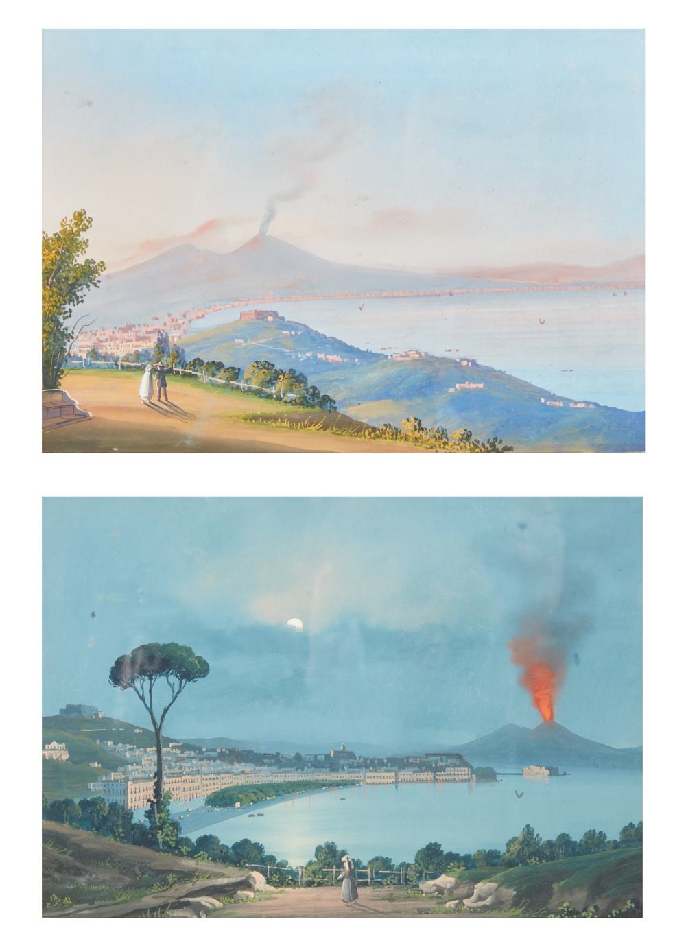 Neapolitan School, 19th Century | The Bay of Naples with Vesuvius in ...