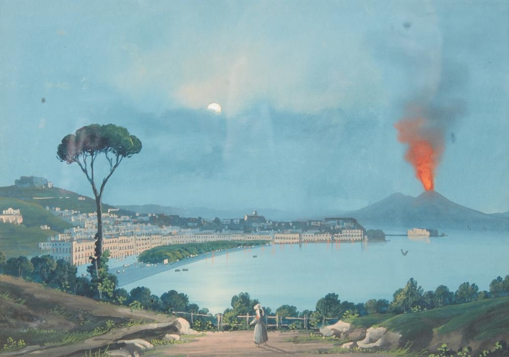 Neapolitan School, 19th Century | The Bay of Naples with Vesuvius in ...
