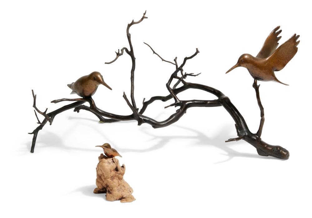 Howard Wheatley Allen | Hummingbirds on a branch | MutualArt