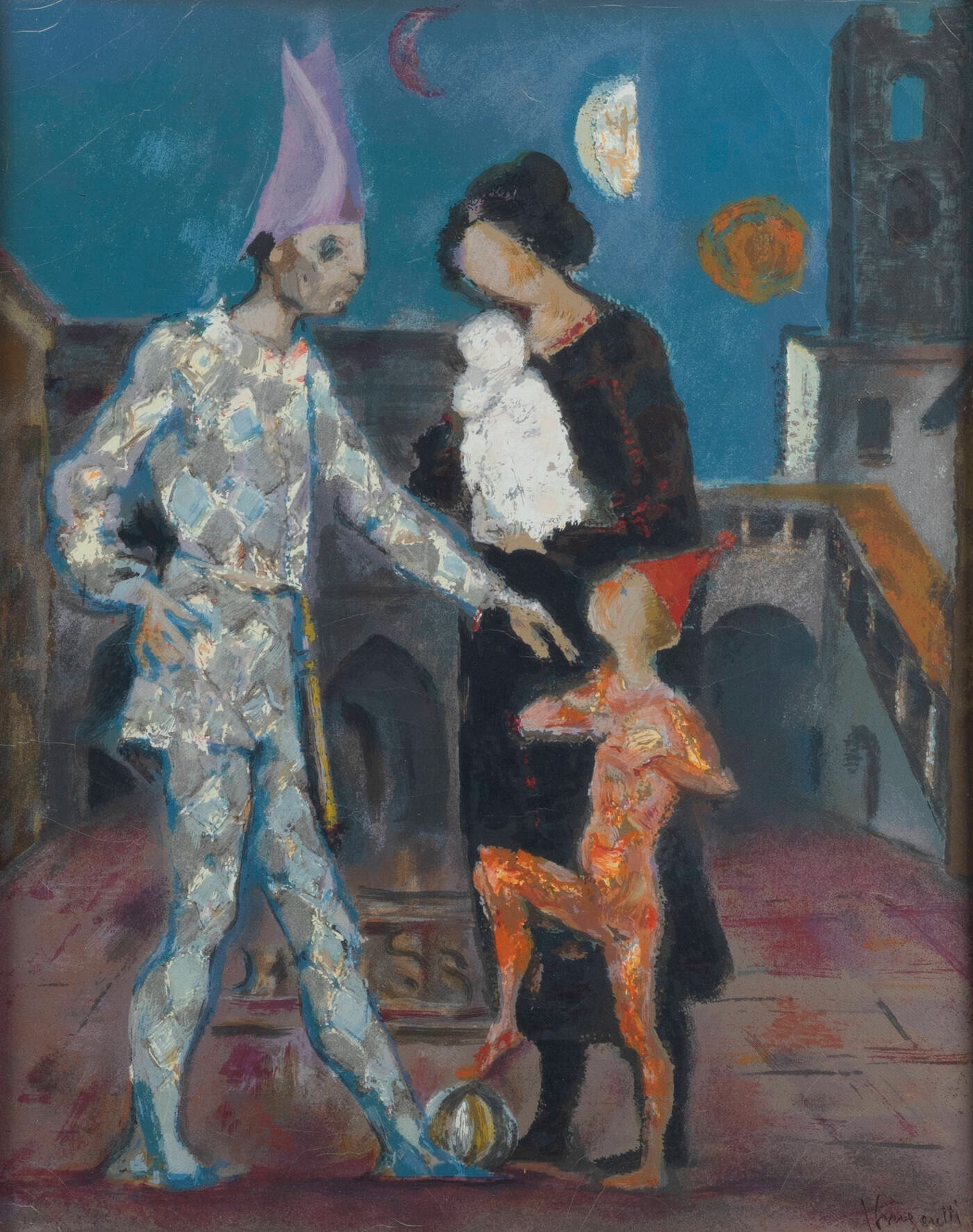 Trento Longaretti | Famigla di Arlecchino in Piazza Vecchia (1977 ...