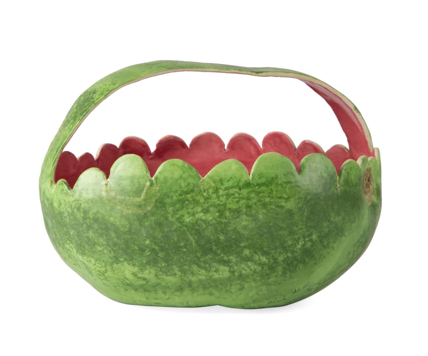 Mary Kirk Kelley | MARY KIRK KELLY CERAMIC WATERMELON BASKET | MutualArt