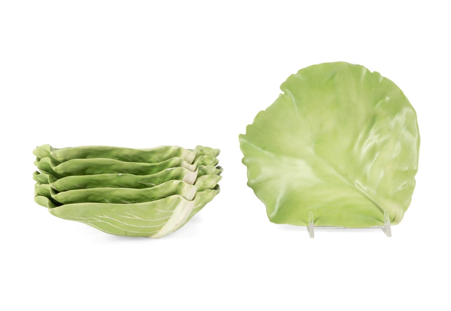 Mary Kirk Kelley | SIX MARY KIRK KELLY CABBAGE LEAF BOWLS | MutualArt