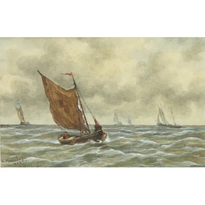 John Cornelis Maandag | Zeilschepen op zee (1927) | MutualArt