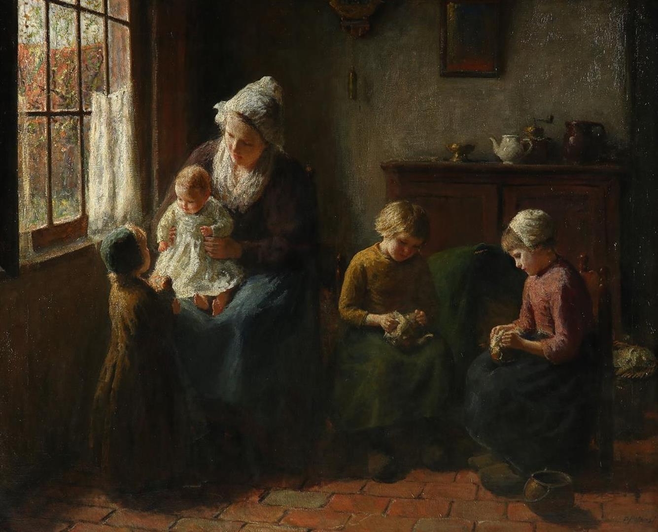 Bernard Jean Corneille Pothast | Family in a farmhouse interior | MutualArt