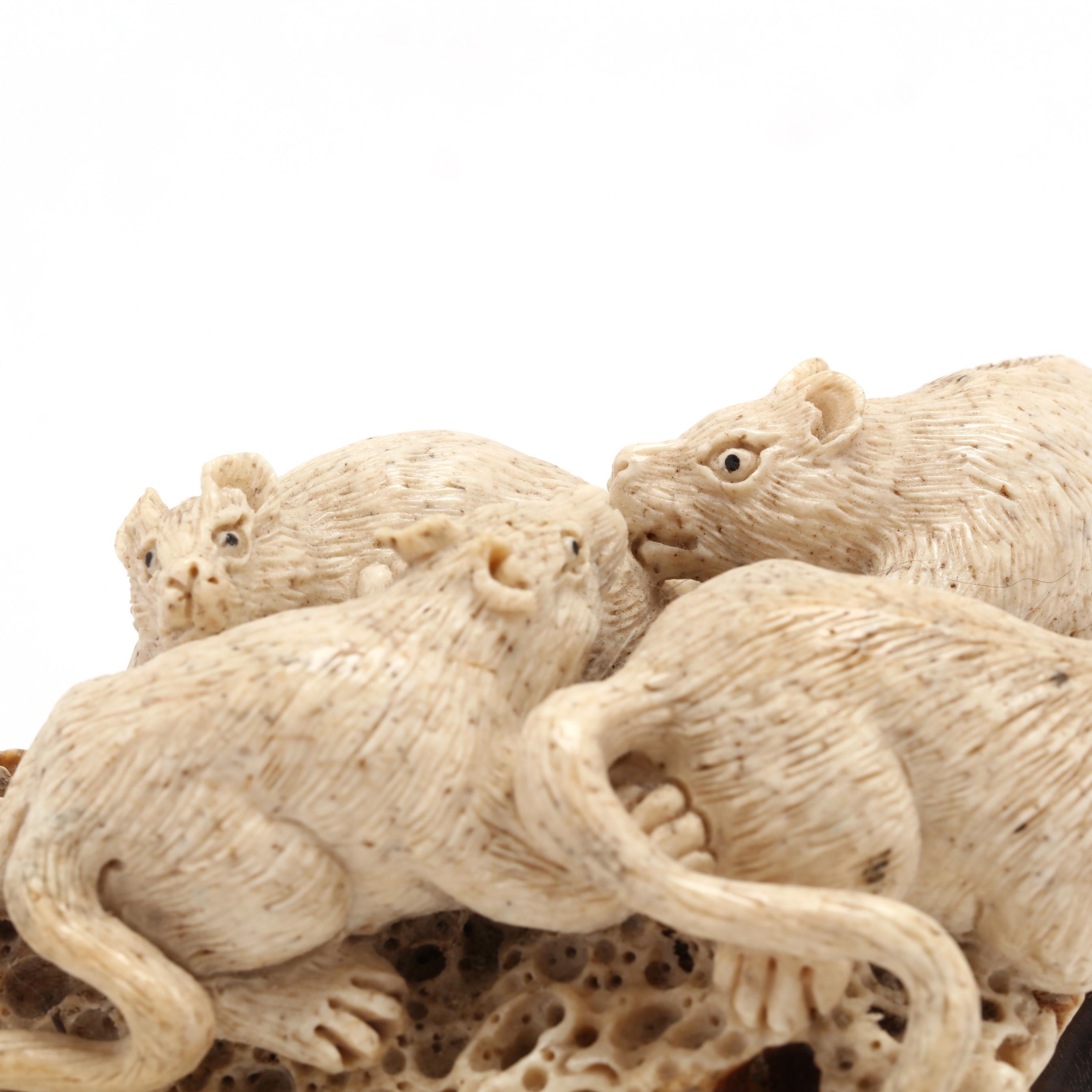 Continental School | A Continental Bone Carving of a Group of Rats ...