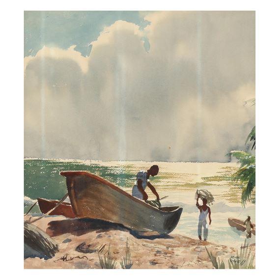 John Pike | John Pike Watercolor Panning for Gold | MutualArt