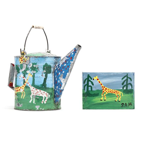 Sam McMillan | Folk Art Watering Can and Lidded Box | MutualArt