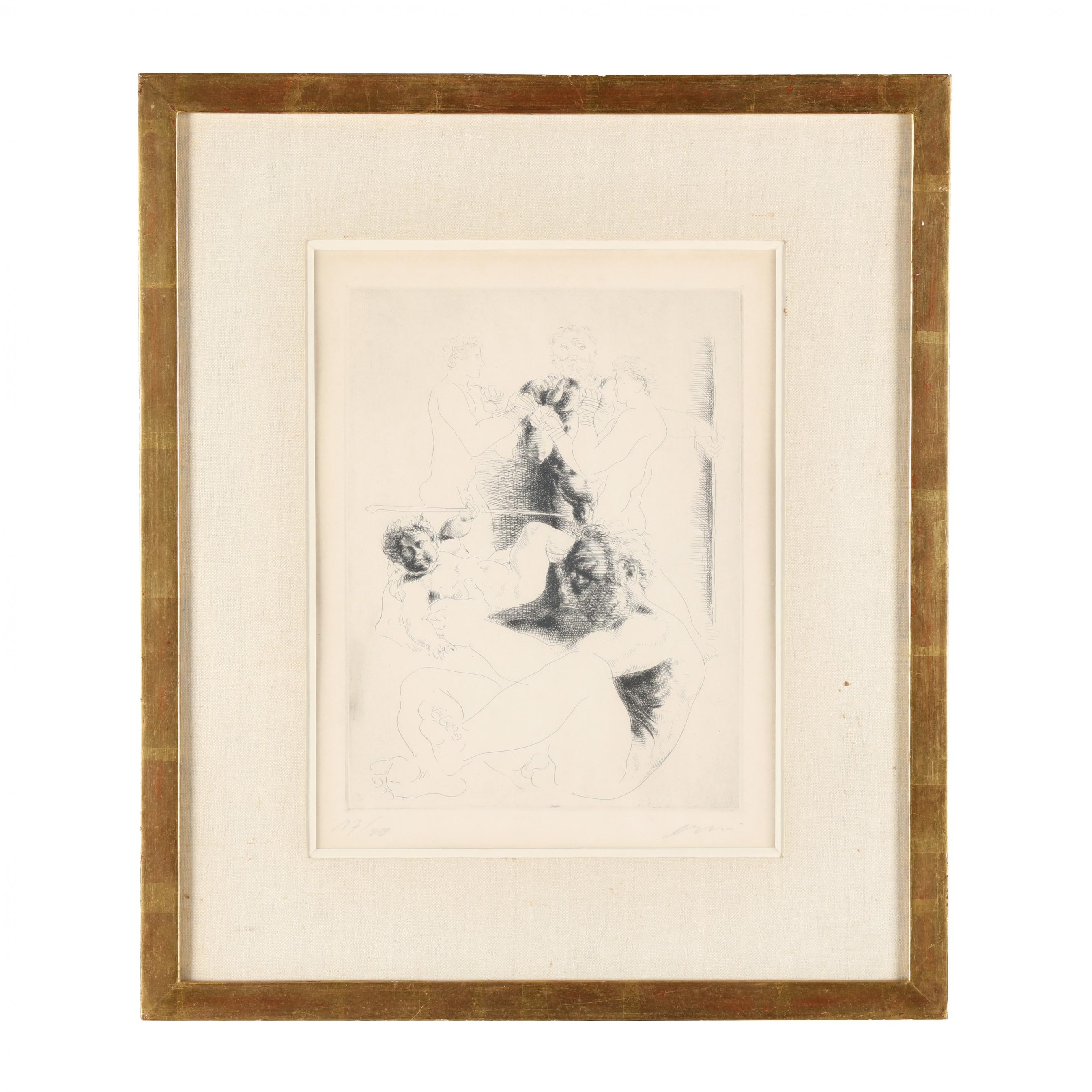 Continental School, 20th Century | Etching with Boxers (Mid 20th ...