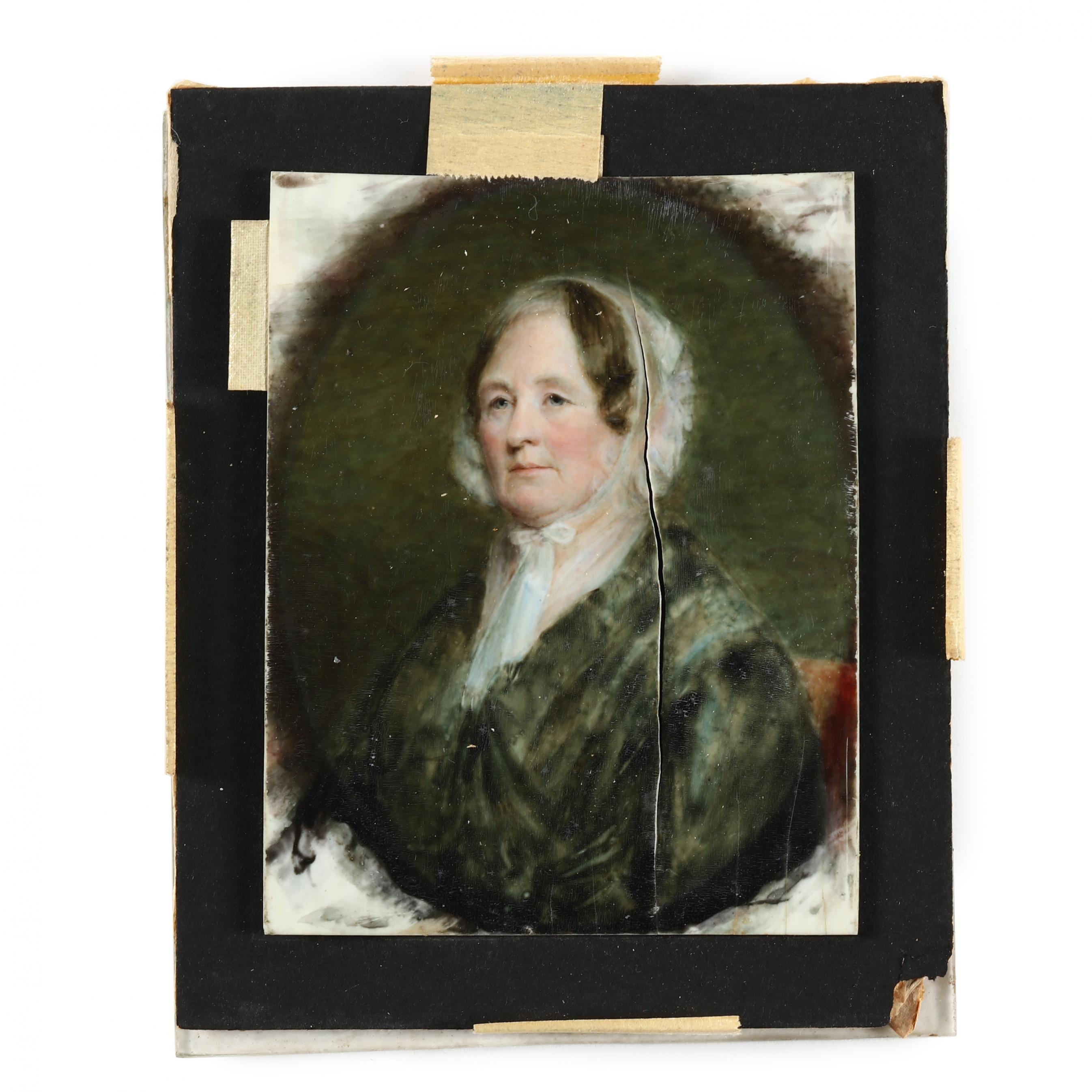 Richard Morrell Staigg | Portrait Miniature of a Lady in Green | MutualArt