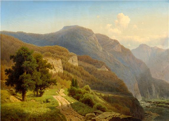 Adolf Chwala | Alpine Valley (1870s) | MutualArt