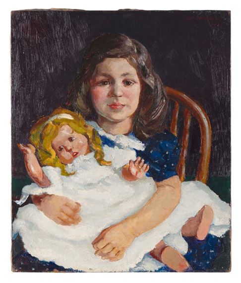 William Matthews Hekking | Portrait of a girl with her doll | MutualArt