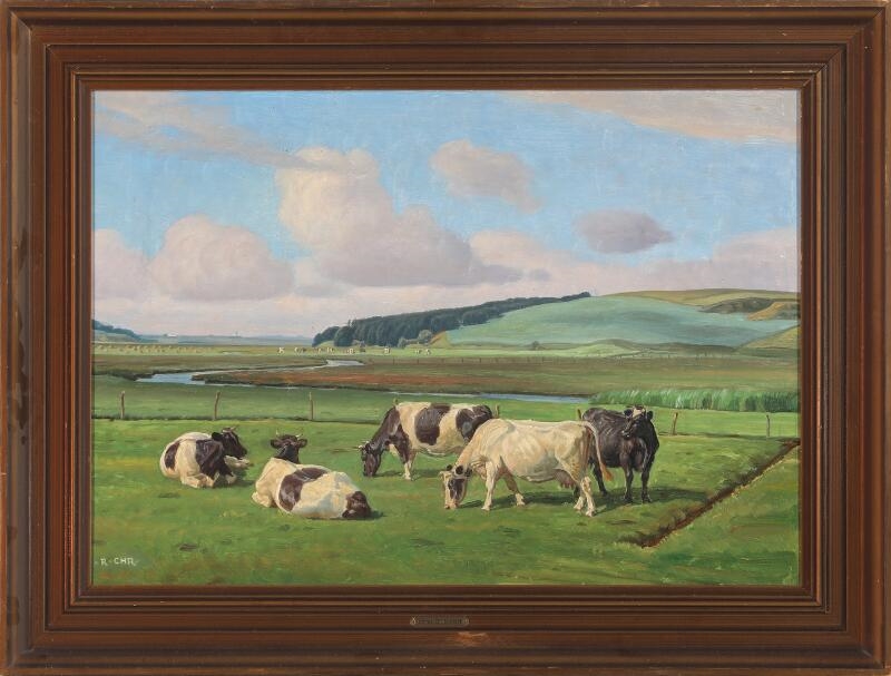 Rasmus Christiansen | Landscape with cows | MutualArt