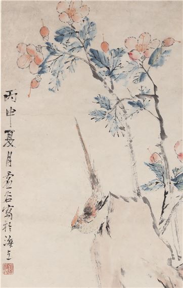 Xu Gu | FLOWERS, BIRD AND ROCK (1896) | MutualArt