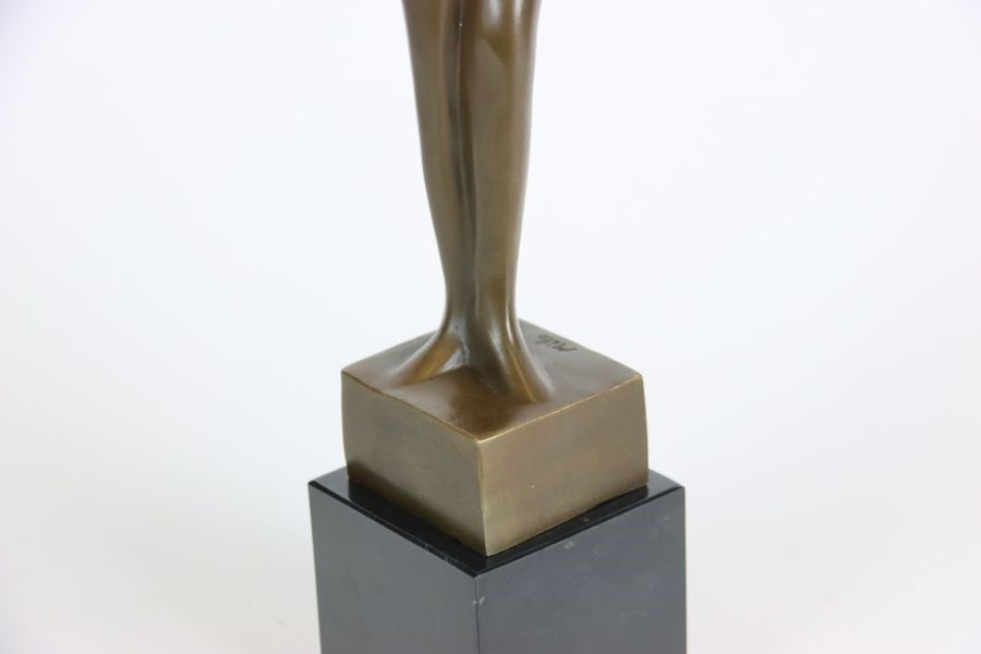 Milo Martin | Stylized female nude, bronze with marble base | MutualArt