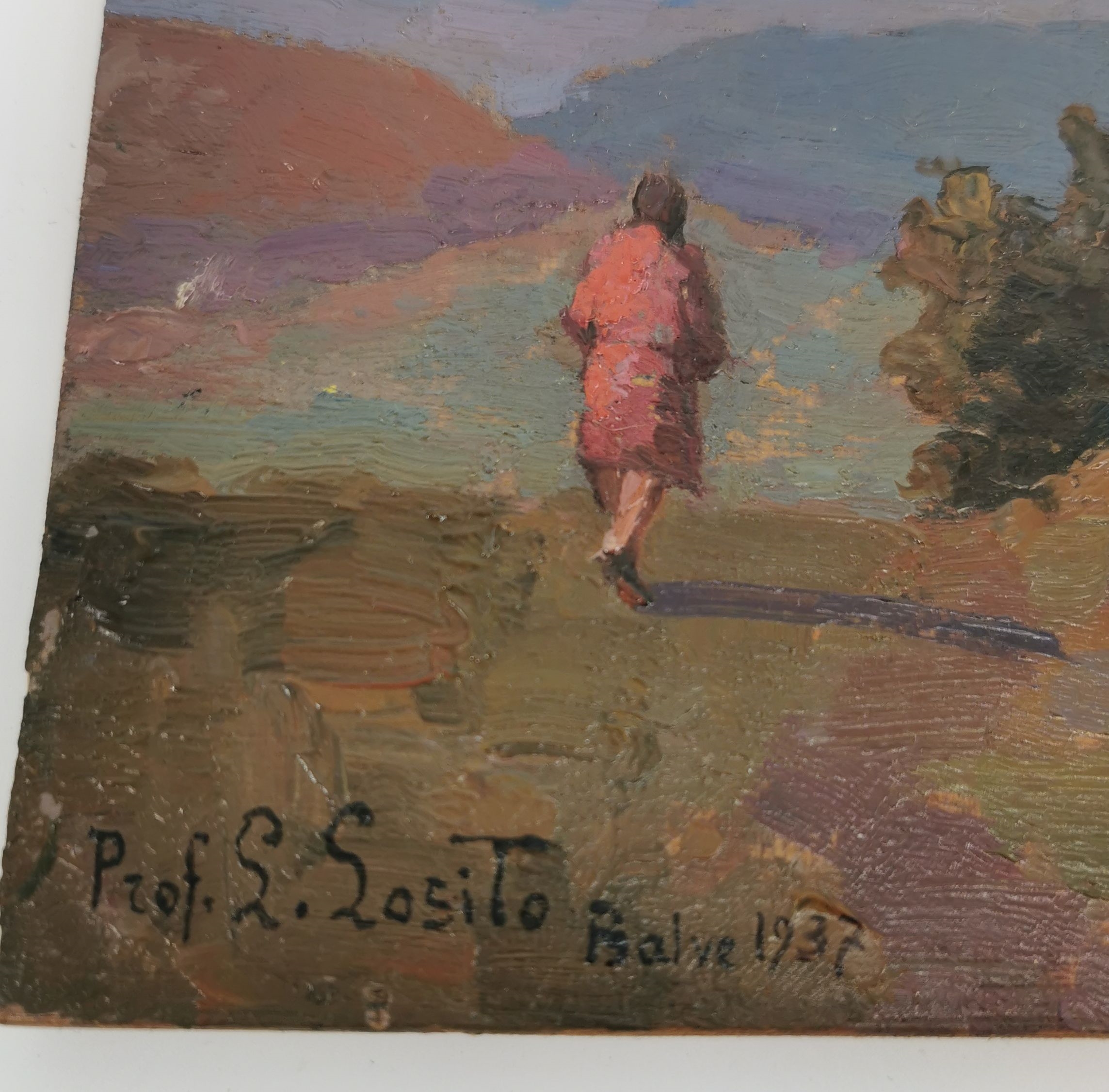 Luigi Losito | Weite Landschaft mit Bildstock und Wegkreuz (1937 ...