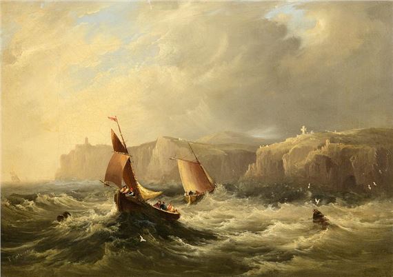 Frederick Calvert | Fishing Boats in a Squall Off the Coast of Dover ...
