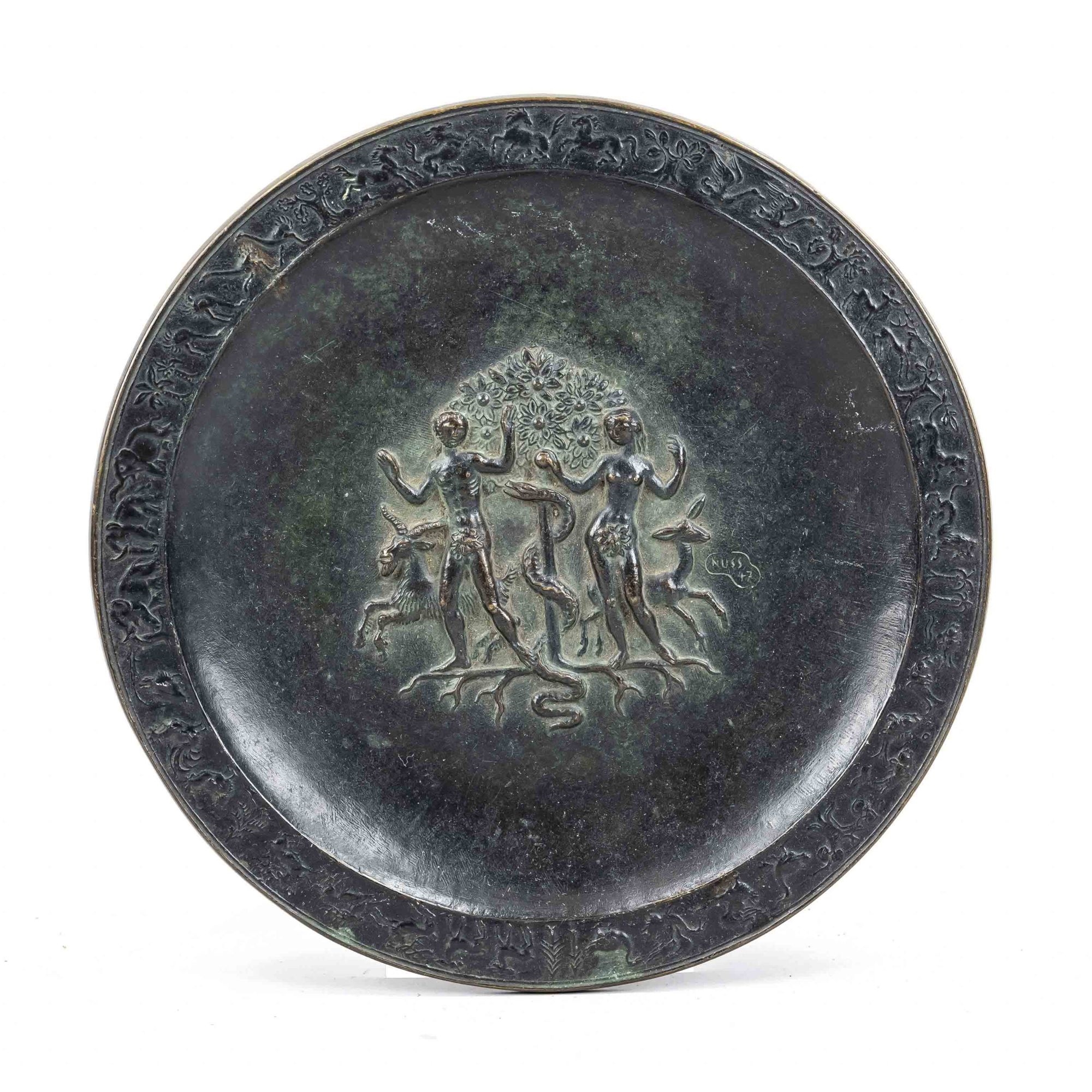 Fritz Nuss | relief plate with Adam and Eve on the tree of life in the ...