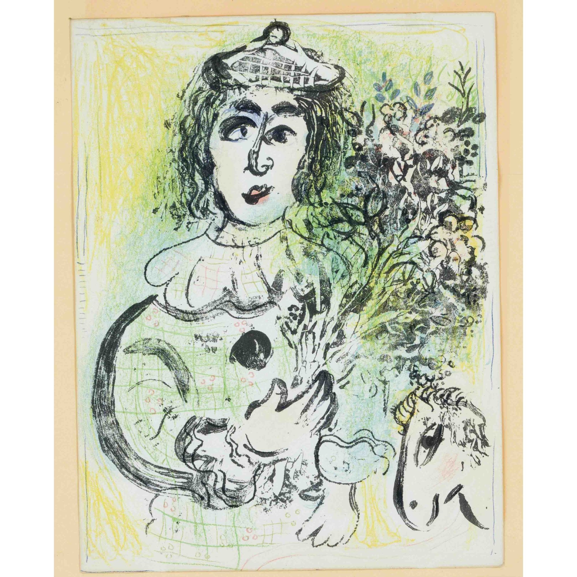 Marc Chagall | Clown with Flowers (1963) | MutualArt