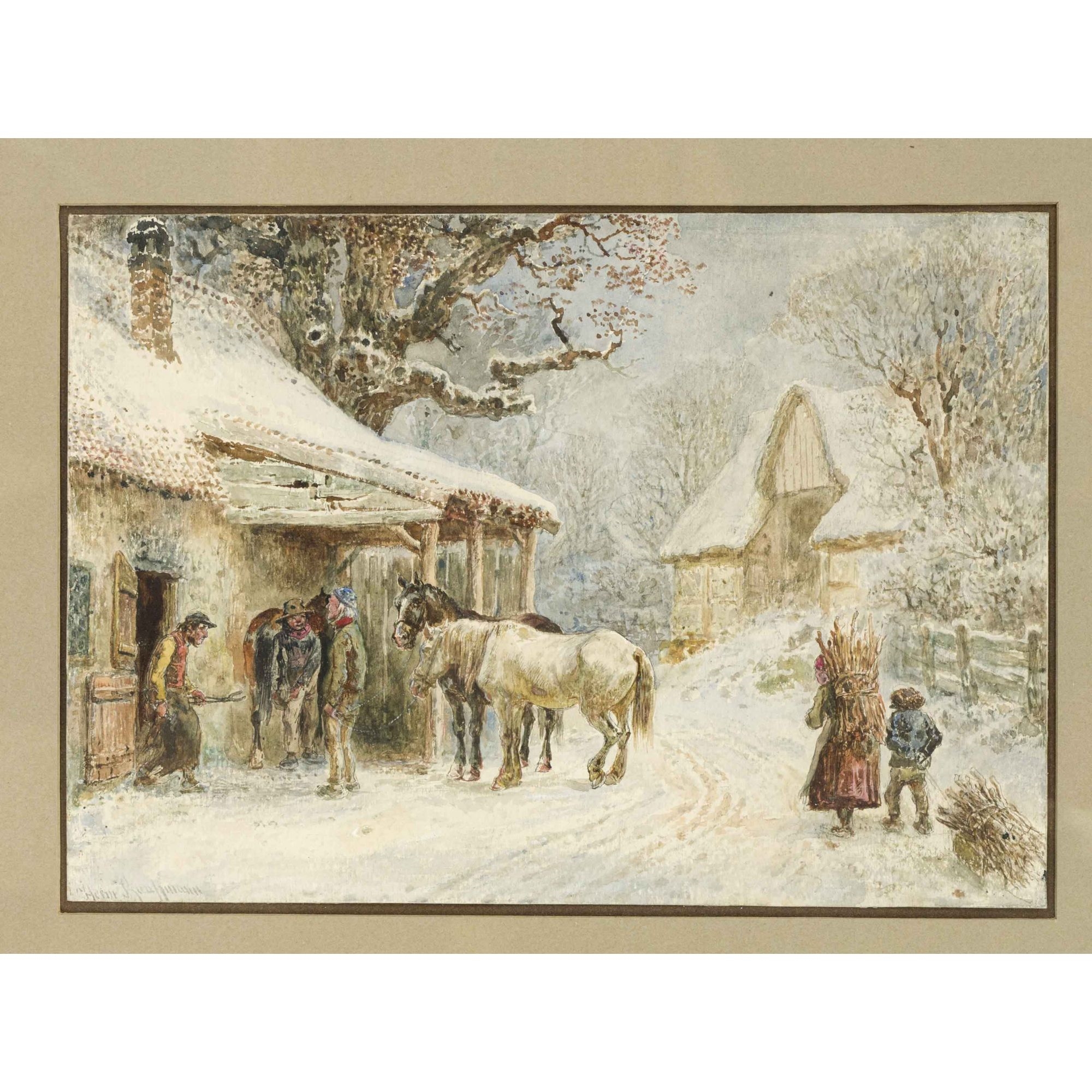 Hermann Kauffmann the Elder | Winter landscape with horses in front of ...