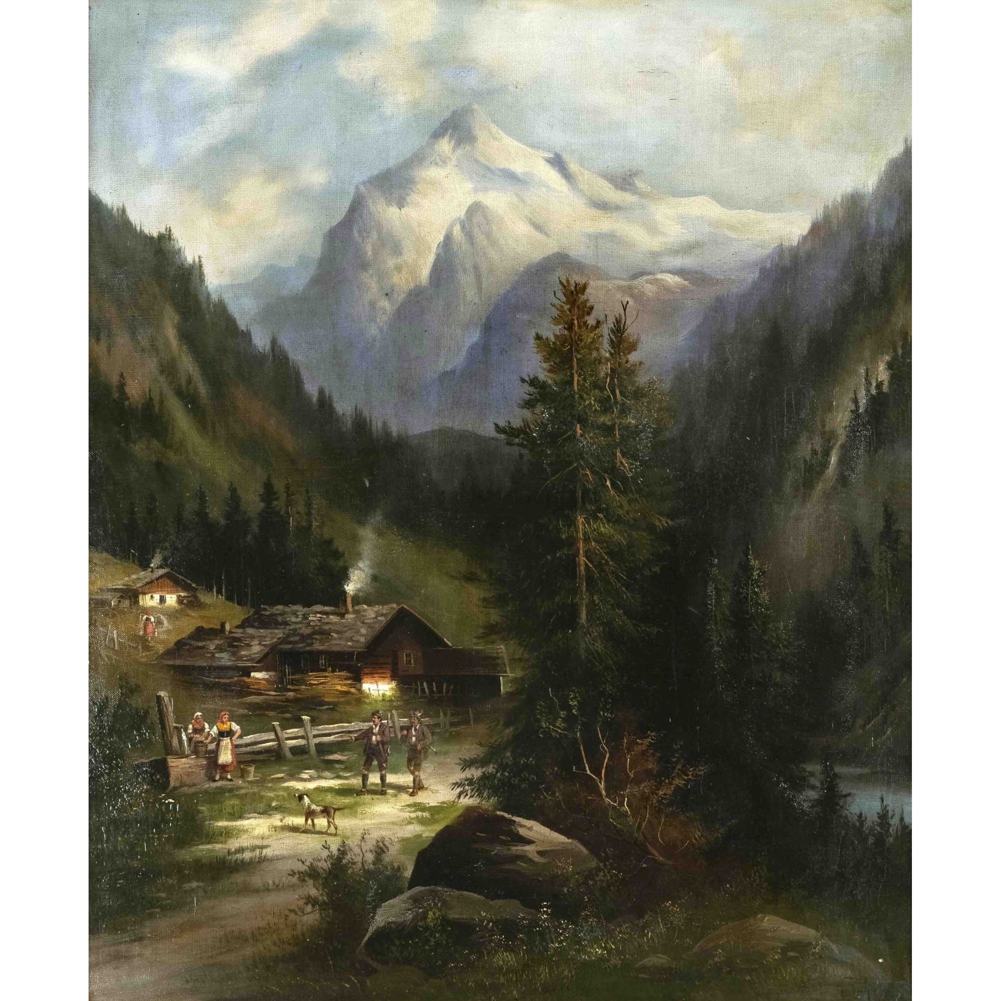 Hans Emil Andreas Jahn | two alpine landscapes with staffage figures | MutualArt