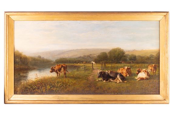 William Luker | Landscape with cattle by a river (1828) | MutualArt