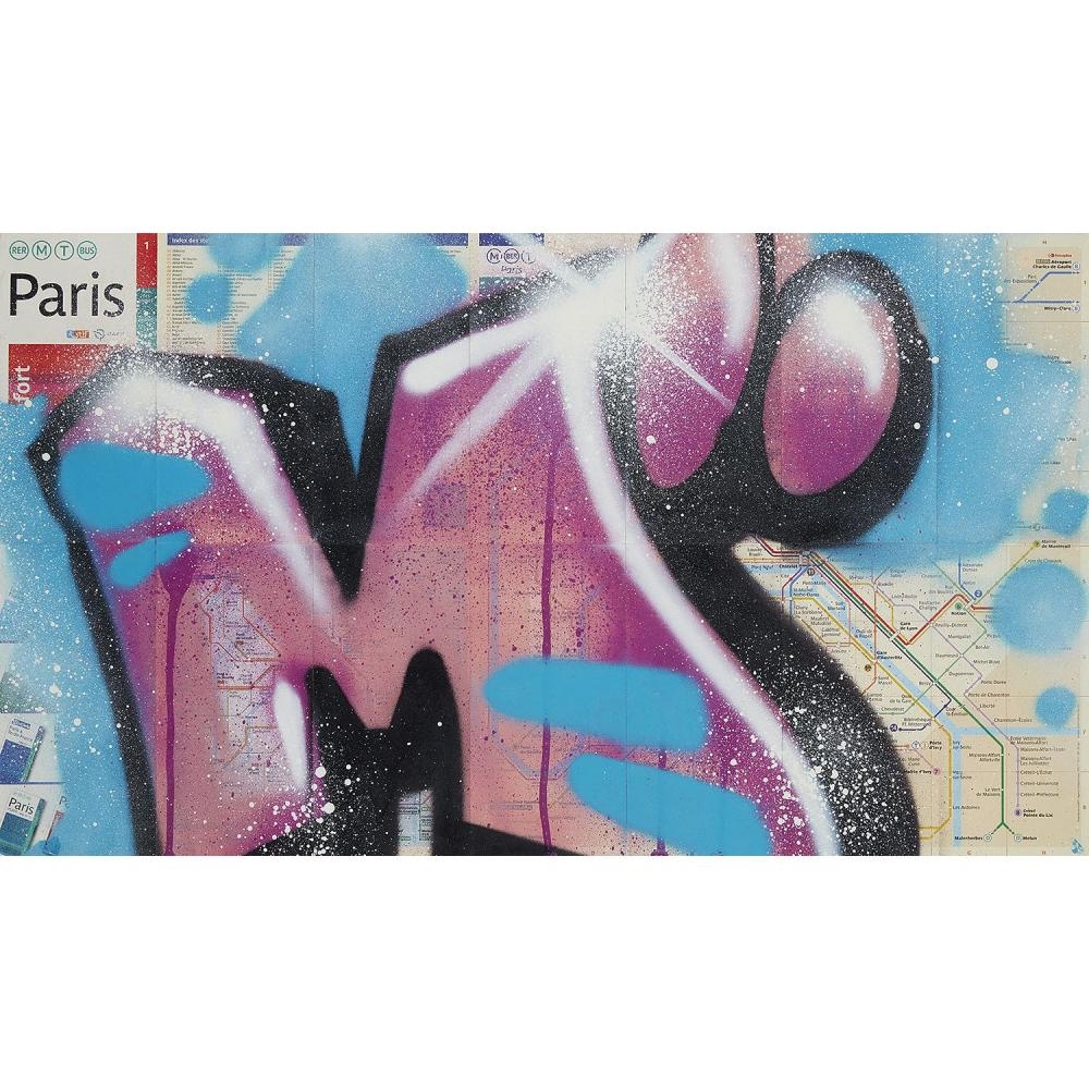 Nasty | Spray paint on Paris subway map (2012) | MutualArt