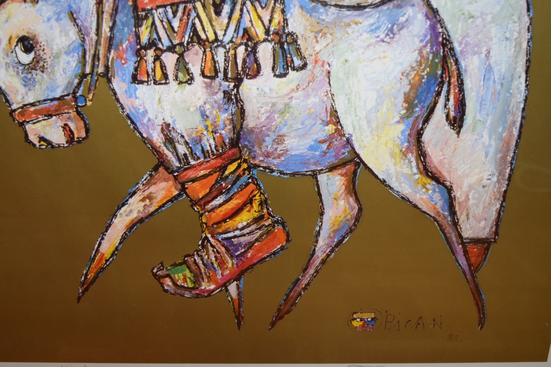 Jovan Obican | JOVAN OBICAN COUPLE ON DONKEY COLOR LITHOGRAPH | MutualArt