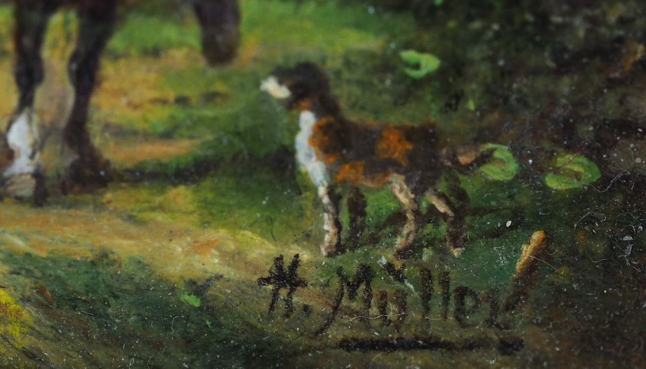 Hermann Müller | Reiter mit zwei Pferden vor einem Bauernhaus, am ...