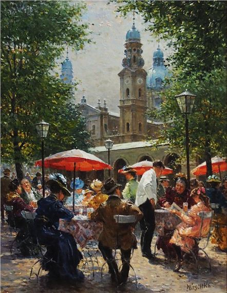Detlev Nitschke | Belebte sommerliche Szene im Hofgarten Cafe München ...