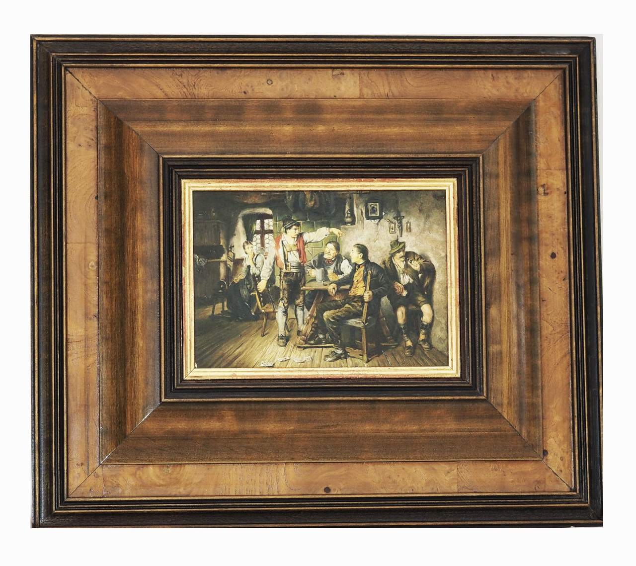 Josef Hofbauer | Vier Kartenspieler und ein Mädchen am Spinnrad (1992) | MutualArt