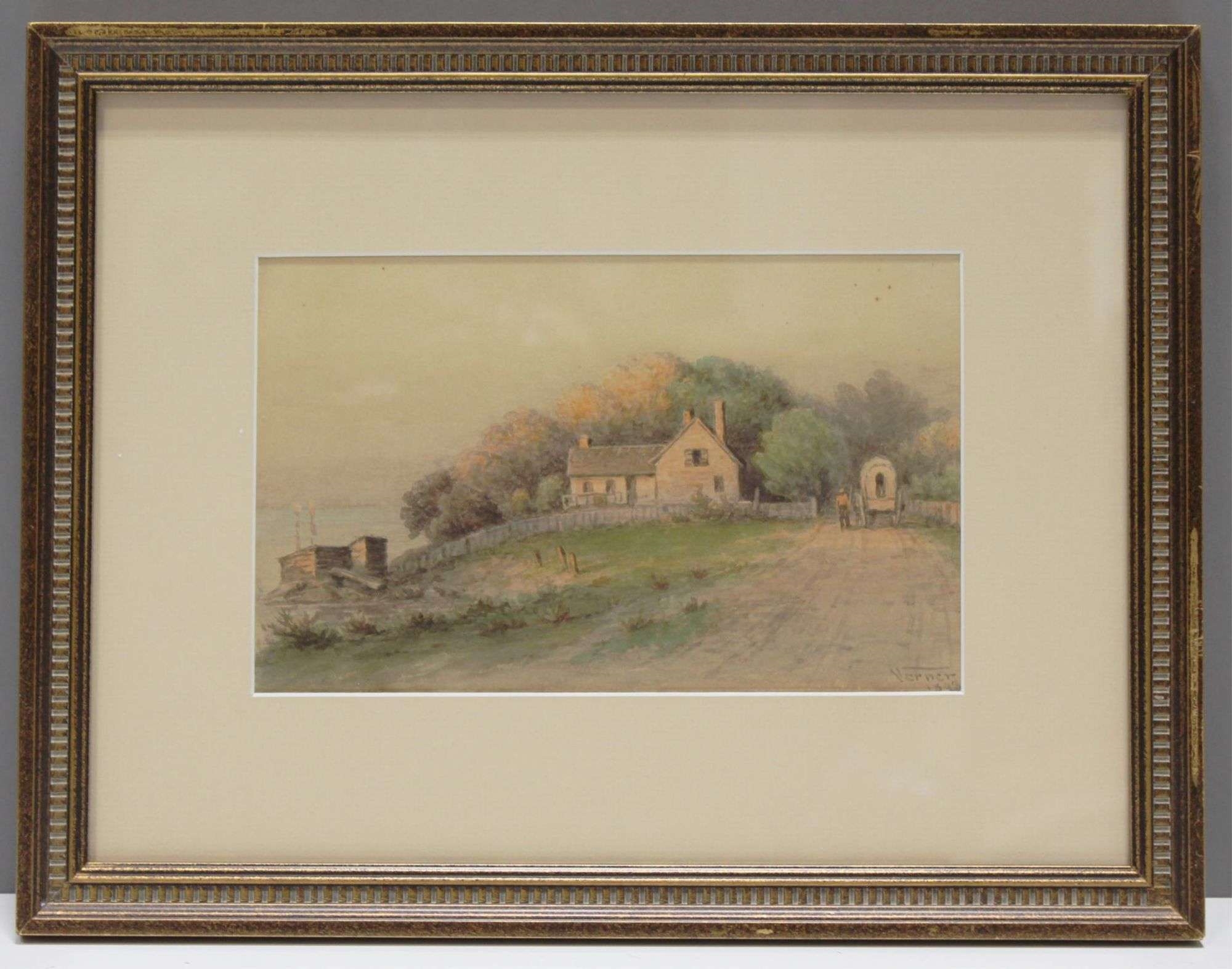 Frederick Arthur Verner | Untitled, Figure and Wagon in a Coastal ...