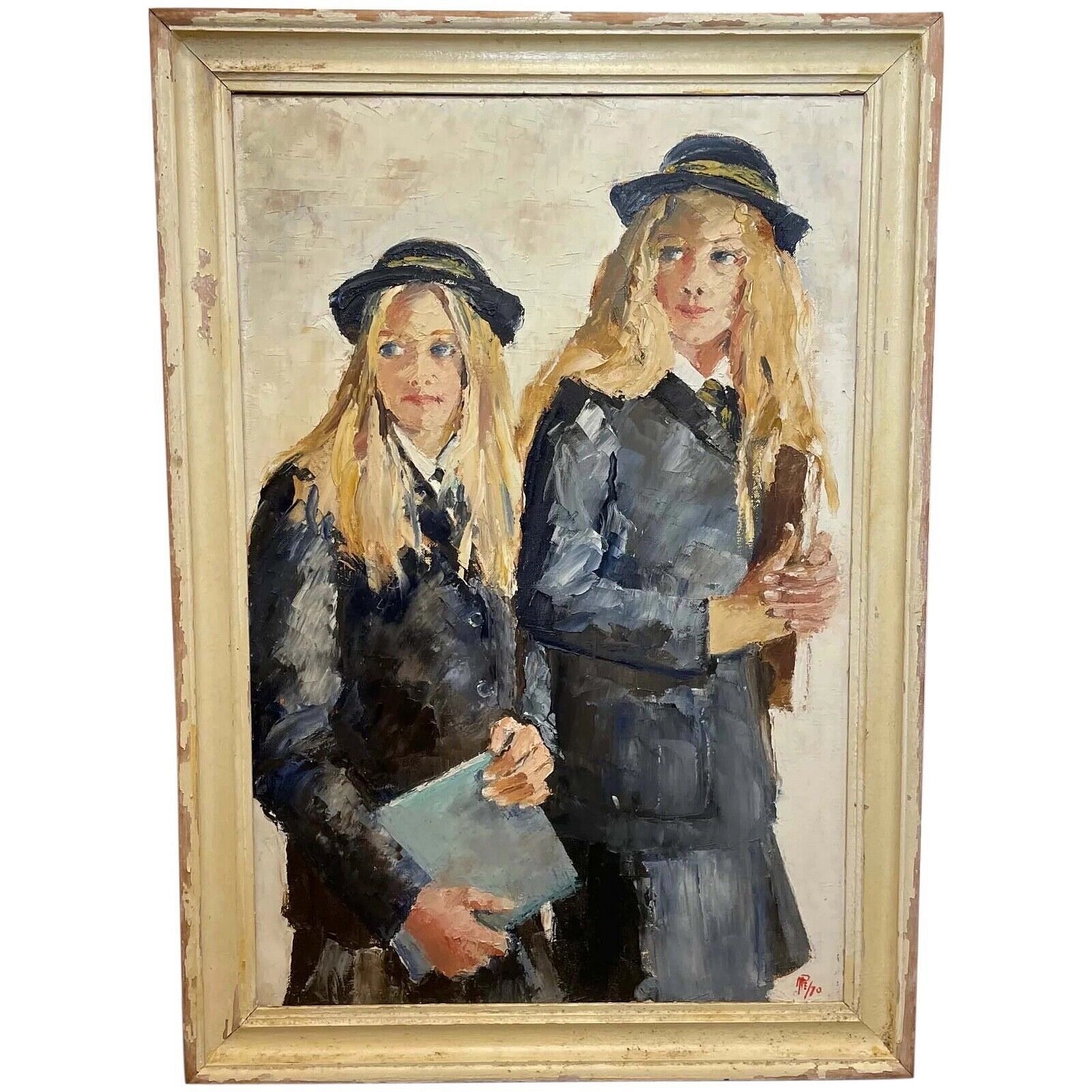 Margaret Ida Pullan | TWO SCHOOL GIRLS OIL PAINTING (70) | MutualArt