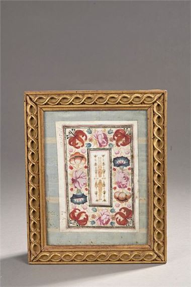 French School | on the reverse of the backing board, an old pen-and-ink ...