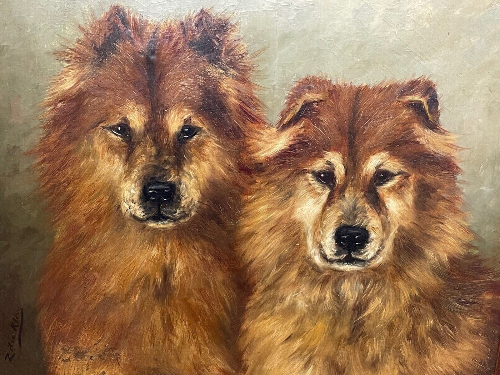 G. Symon | PORTRAIT OF CHINESE CHOW CHOW DOGS OIL PAINTING (Late 19th ...
