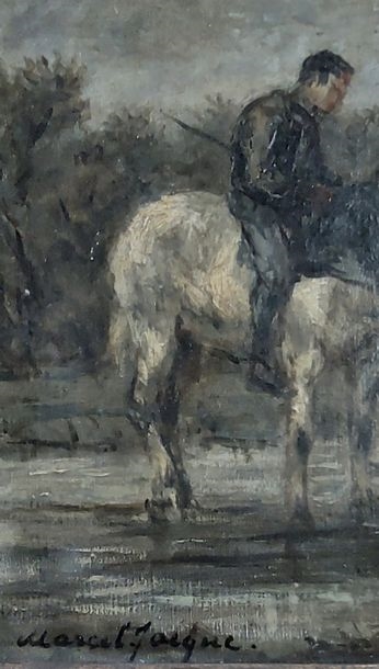 Marcel Jacque | Marcel JACQUE Horses at the trough Oil on canvas signed ...