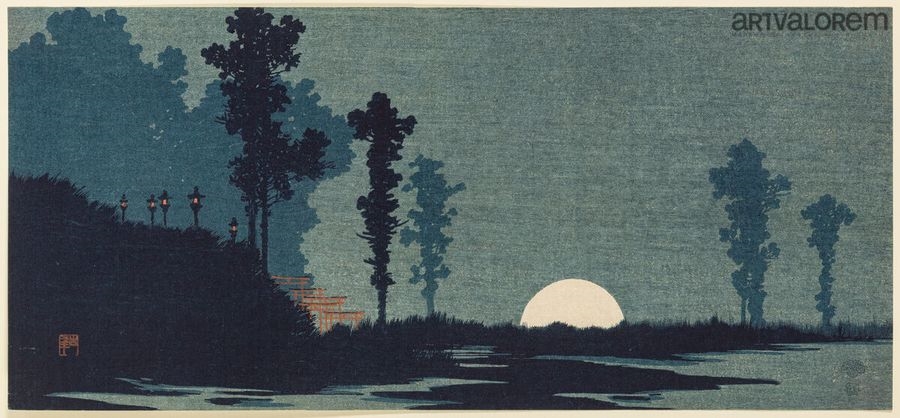 Uehara Konen | Takahashi, Makurabashi Bridge in the rain on the other ...