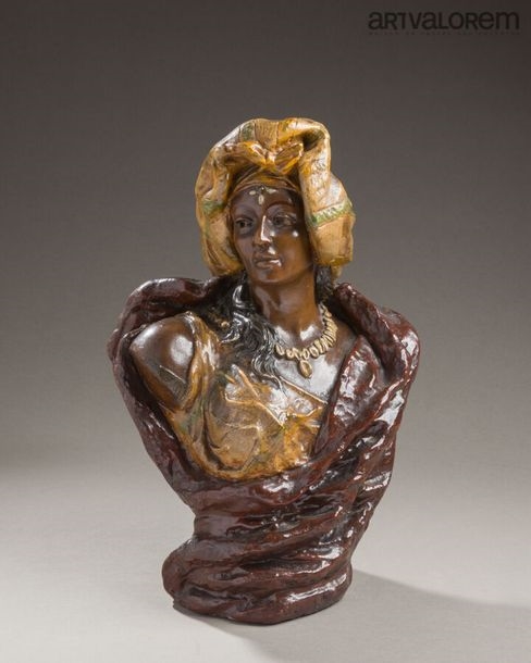 F. Perrot | Woman with turban and shell necklace (1898) | MutualArt