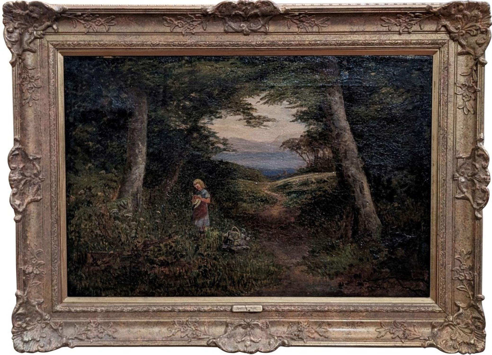 Arthur Batt | A girl with donkeys and a dog (1881) | MutualArt