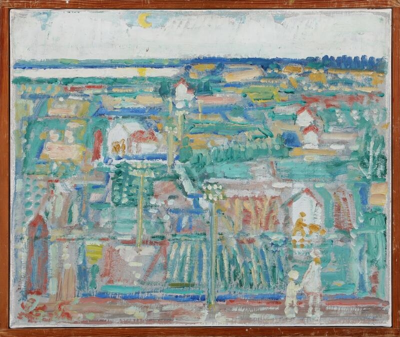 Leo Thellefsen | Three landscapes with figures and houses (1970 ...