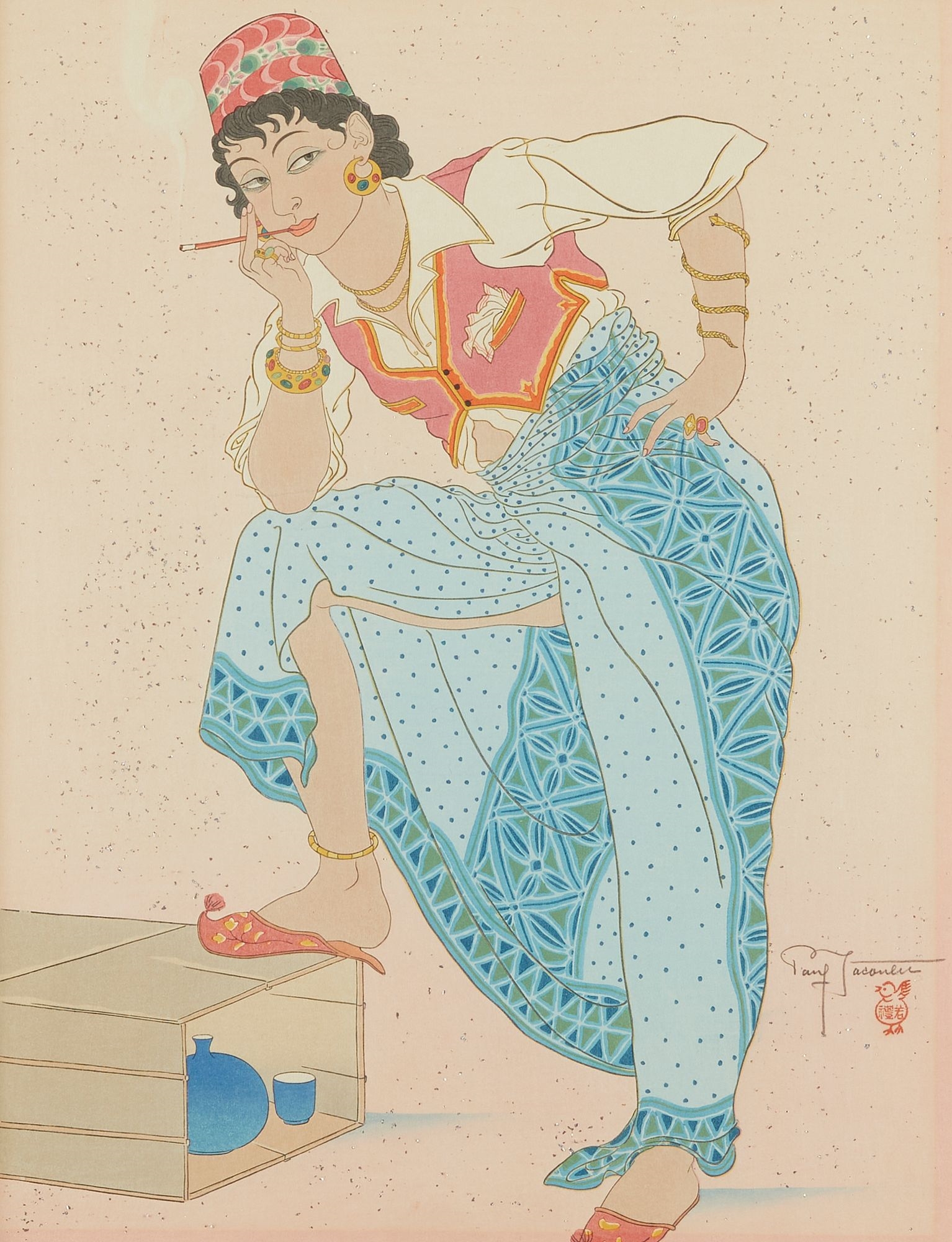 Paul Jacoulet | L'Attente Celebes Menado (1947) | MutualArt