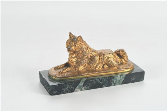 Emmanuel Frémiet | Chien de berger couché. . Signature du fondeur F ...
