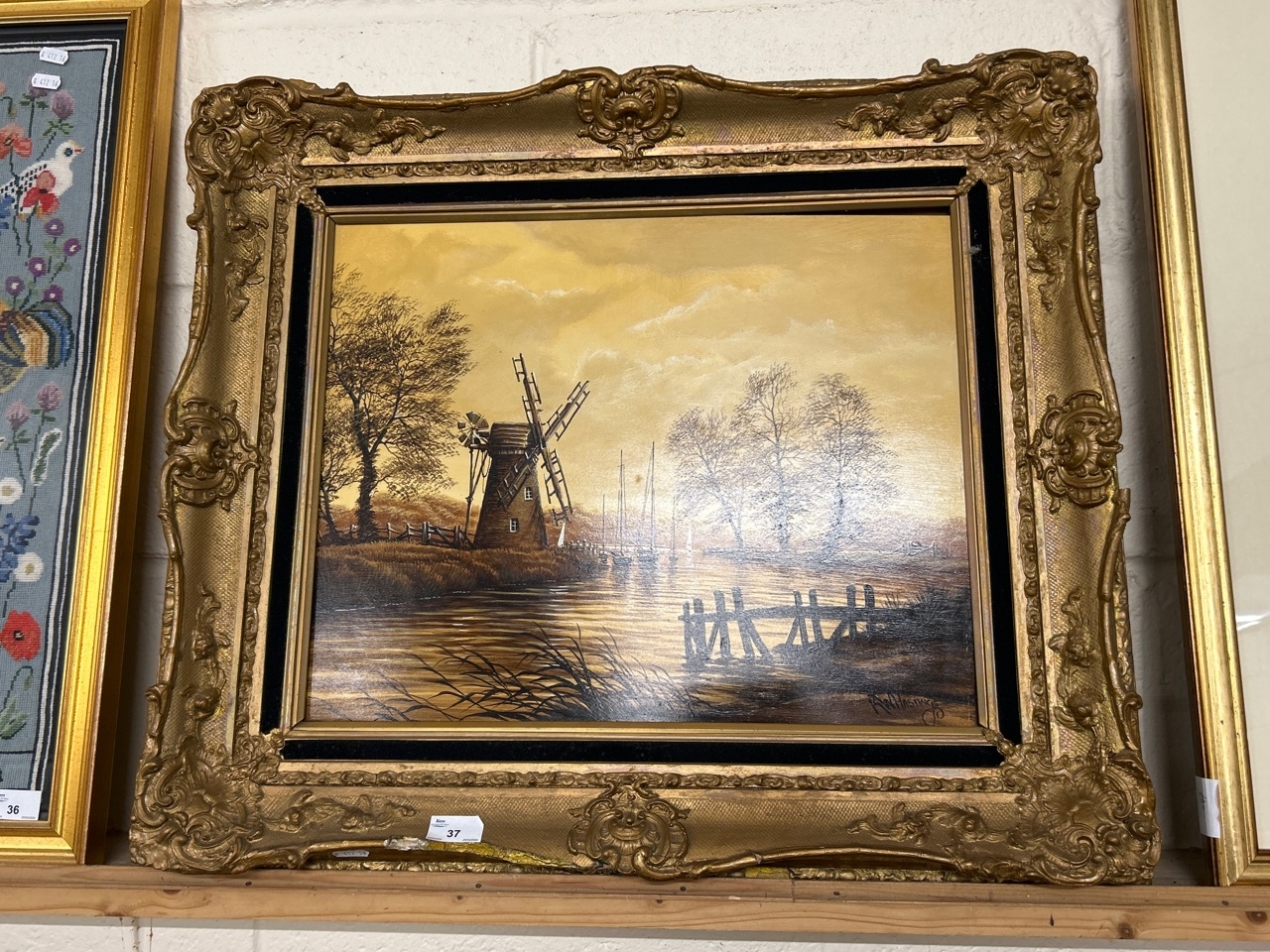 Keith W. Hastings | study of a river scene with windmill | MutualArt