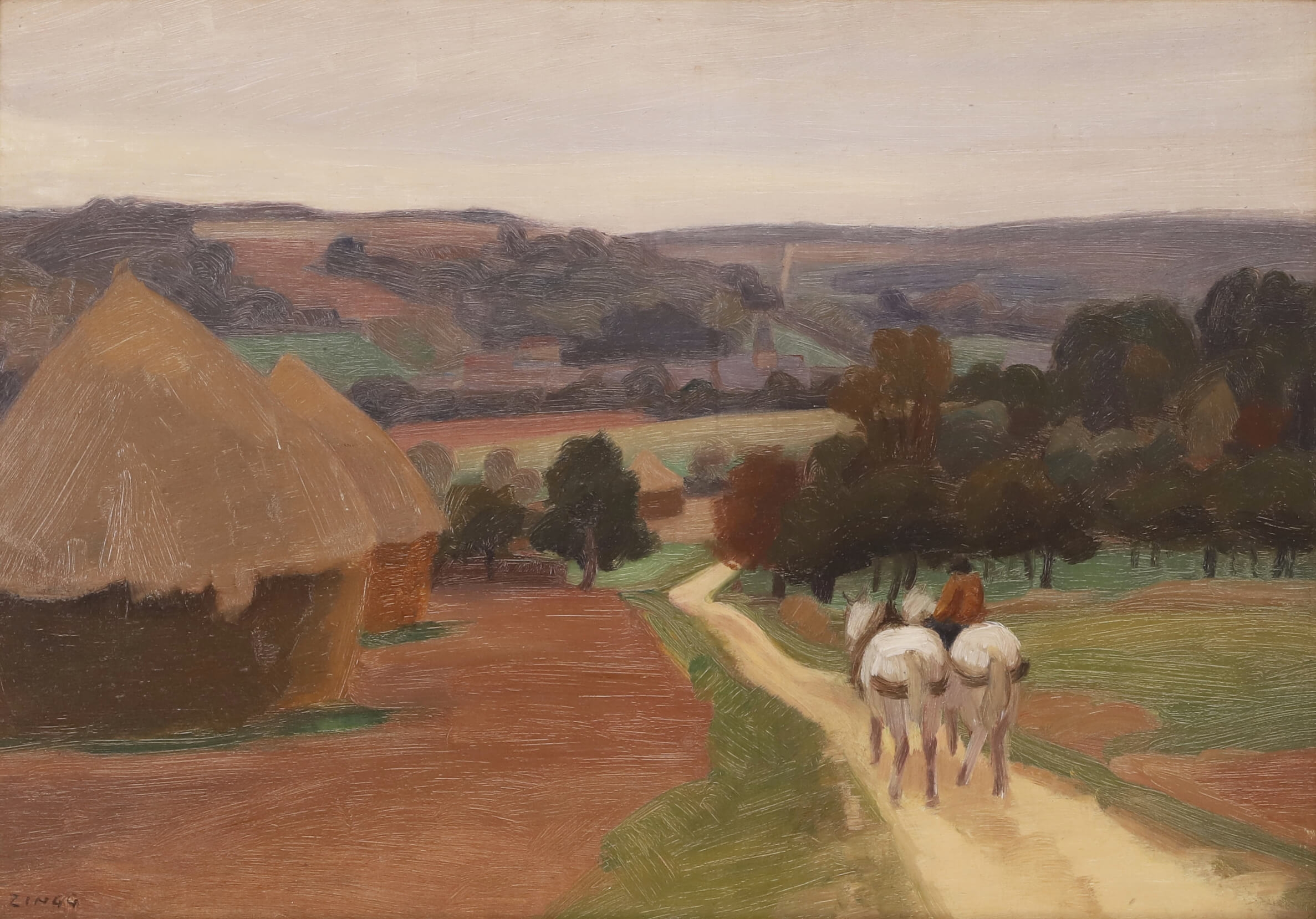 Jules Émile Zingg | BUCHERONS DANS UN PAYSAGE DE NEIGE | MutualArt