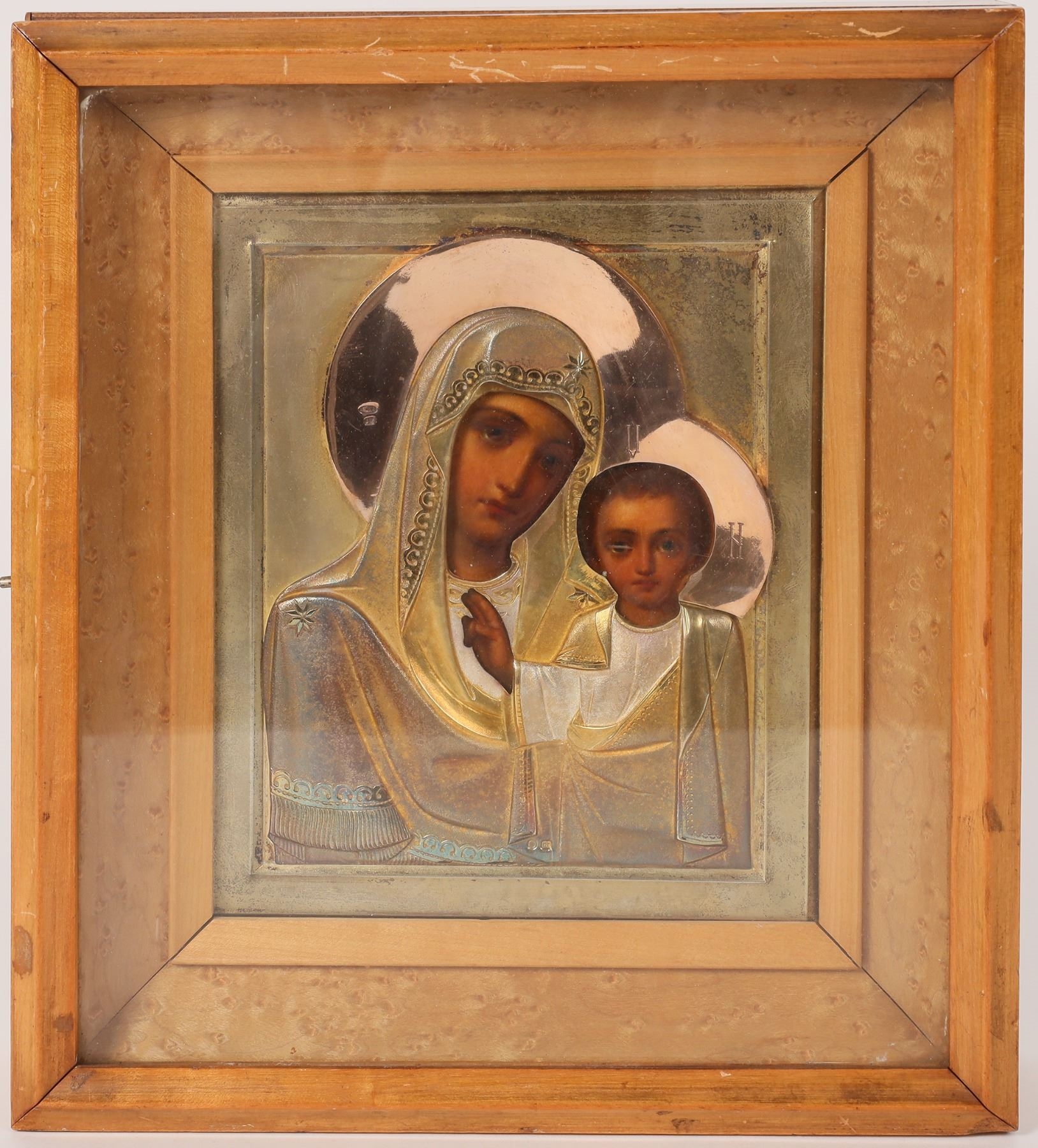 Russian School, 20th Century | Our Lady of Kazan Antique Russian Icon 1908-1911 | MutualArt