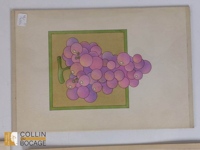 Hélène Brochet | The bunch of grapes Ink and watercolor on paper signed ...