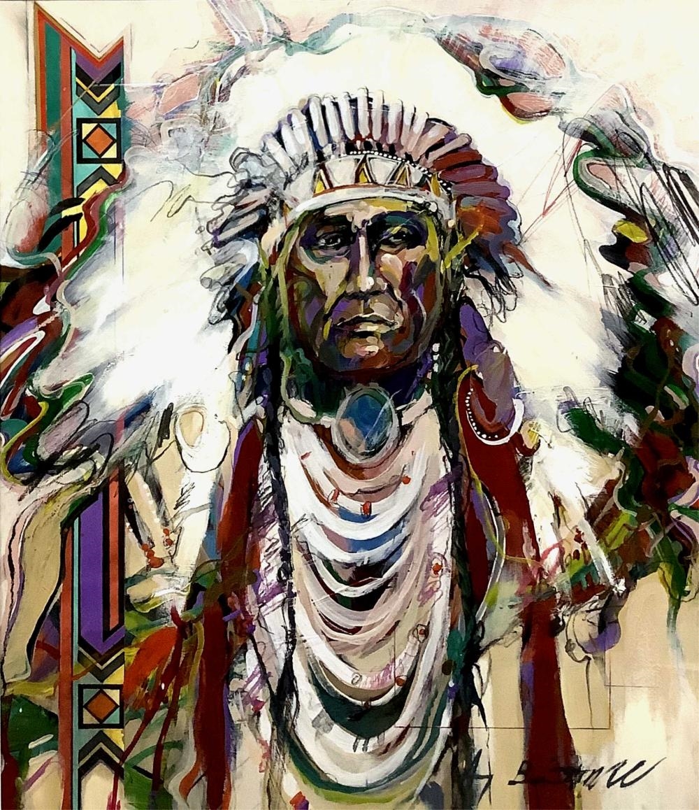 Amy Burnett | Amy Burnett Mixed Media, Chief Portrait | MutualArt